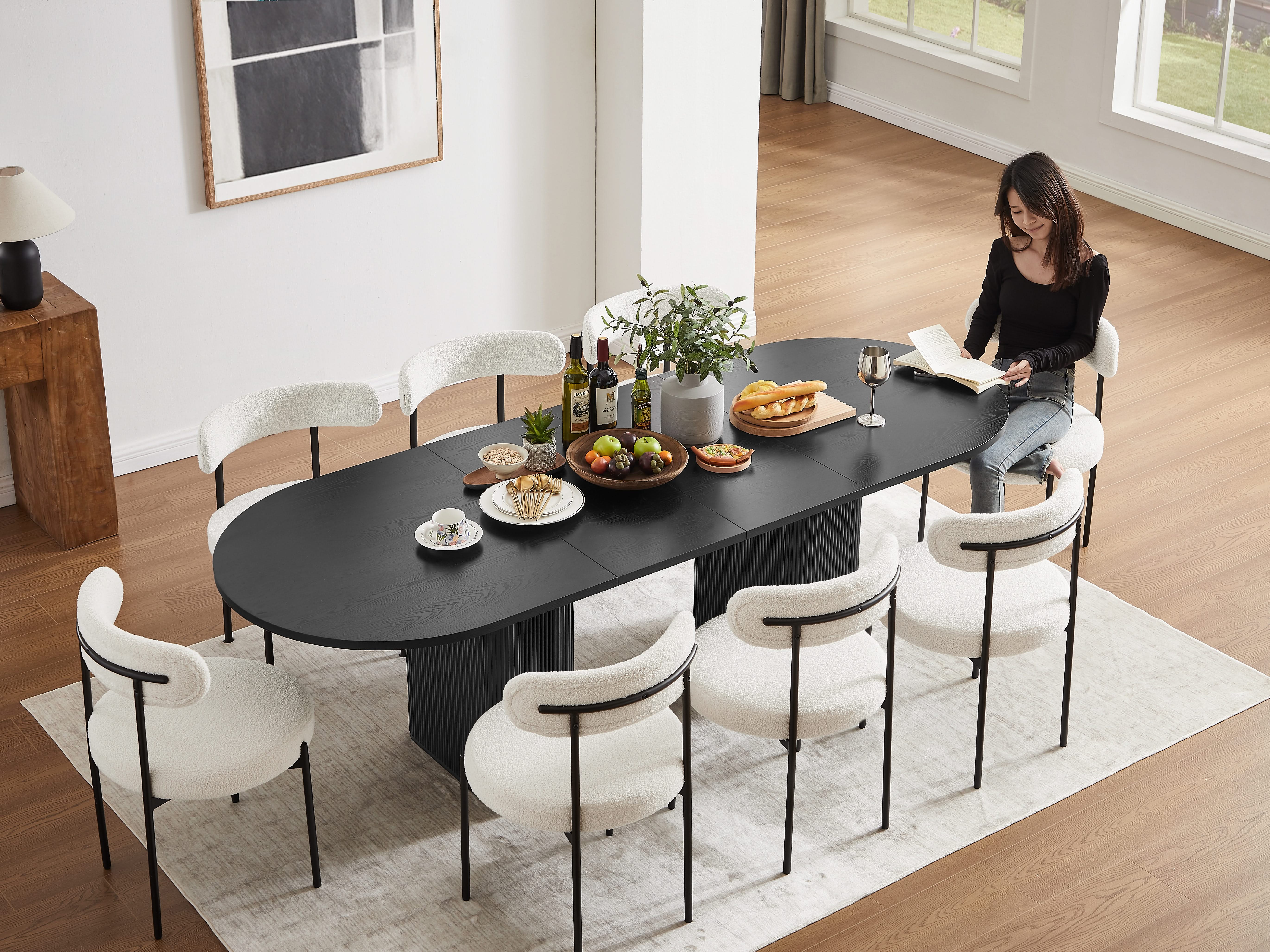 Tate 6 8 10 seater extendable black dining table set – Lifely